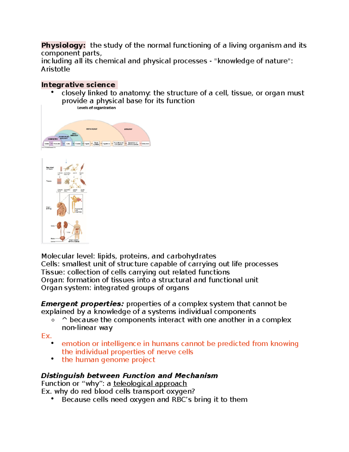 Physiology - bmsc notes - Physiology: the study of the normal ...
