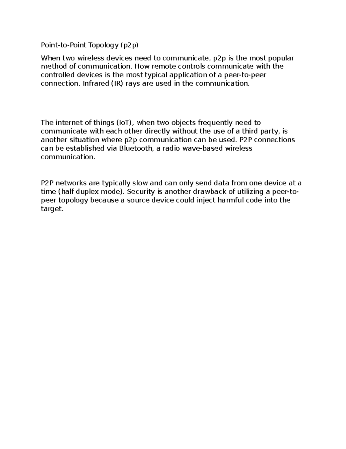 Point - Point-to-Point Topology (p2p) When two wireless devices need to ...