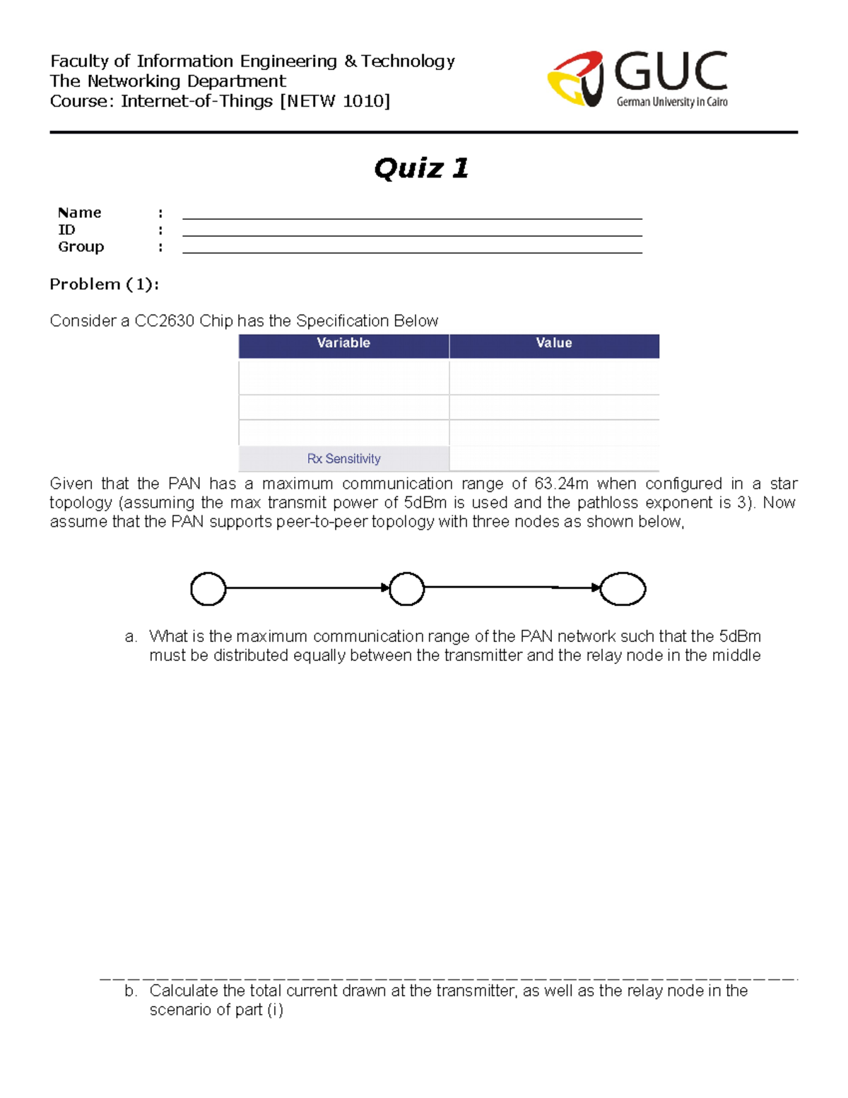 Quiz 1 -Sol - QUIZ 1 SOL - Faculty of Information Engineering ...