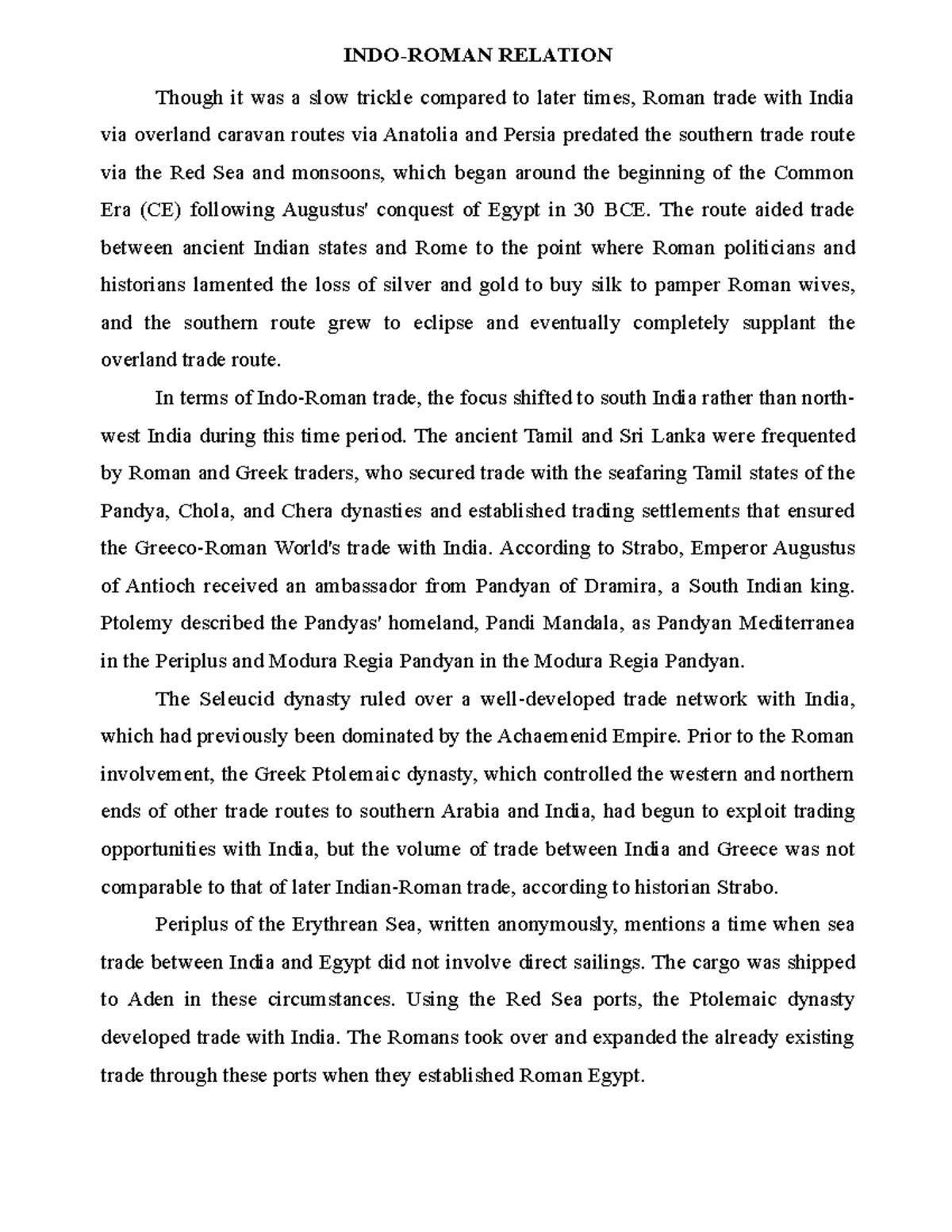 INDO- Roman Relation - Lecture notes 3 - INDO-ROMAN RELATION Though it ...