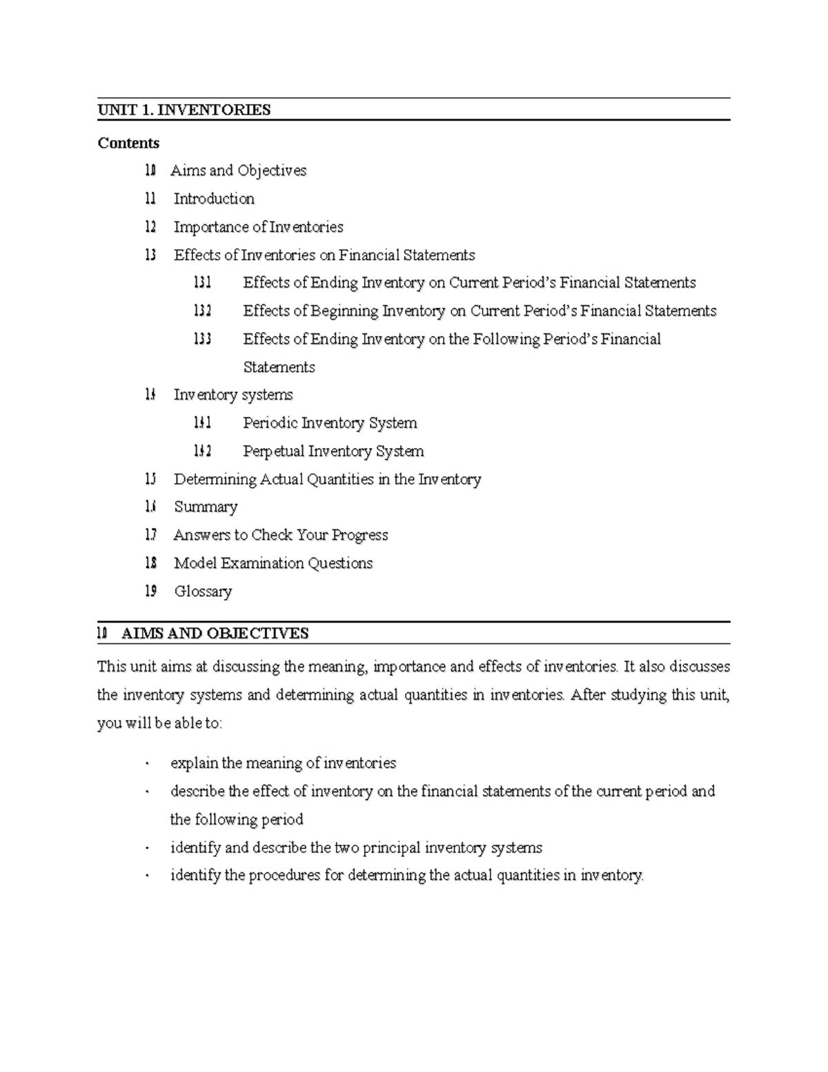 Principle of Accounting 2 - Unit 1 - UNIT 1. INVENTORIESUNIT 1 ...
