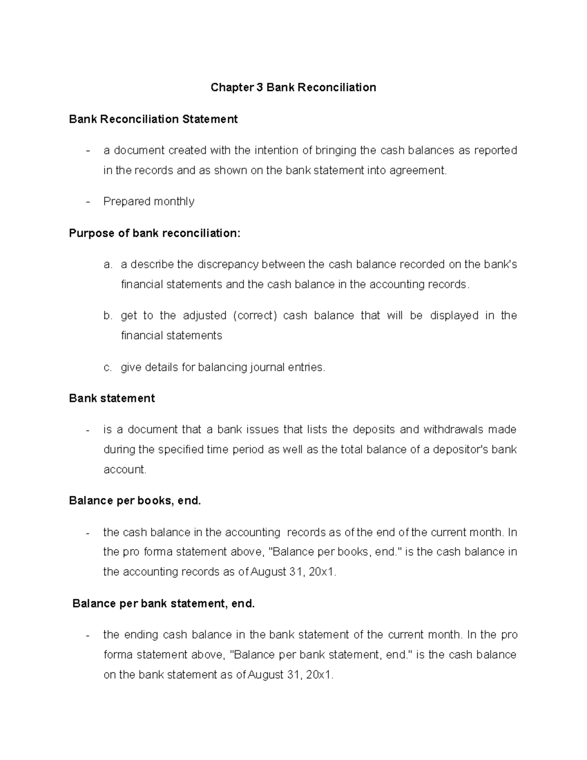 Ch3 Bank Reconciliation - Chapter 3 Bank Reconciliation Bank ...