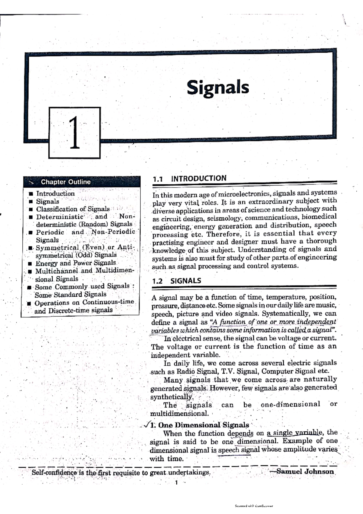 Signals And System chap no. one book. - Signals & Systems - Studocu
