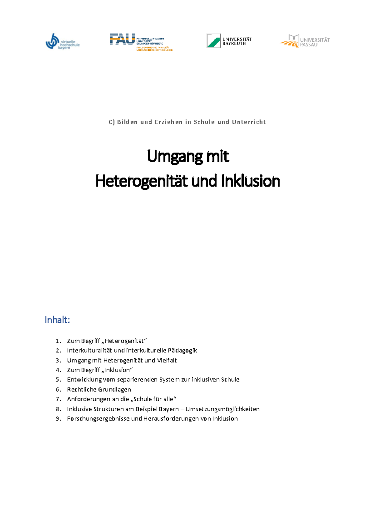 C Umgang mit Heterogenitaet und Inklusion Stud On[ 8010] - C) Bilden ...
