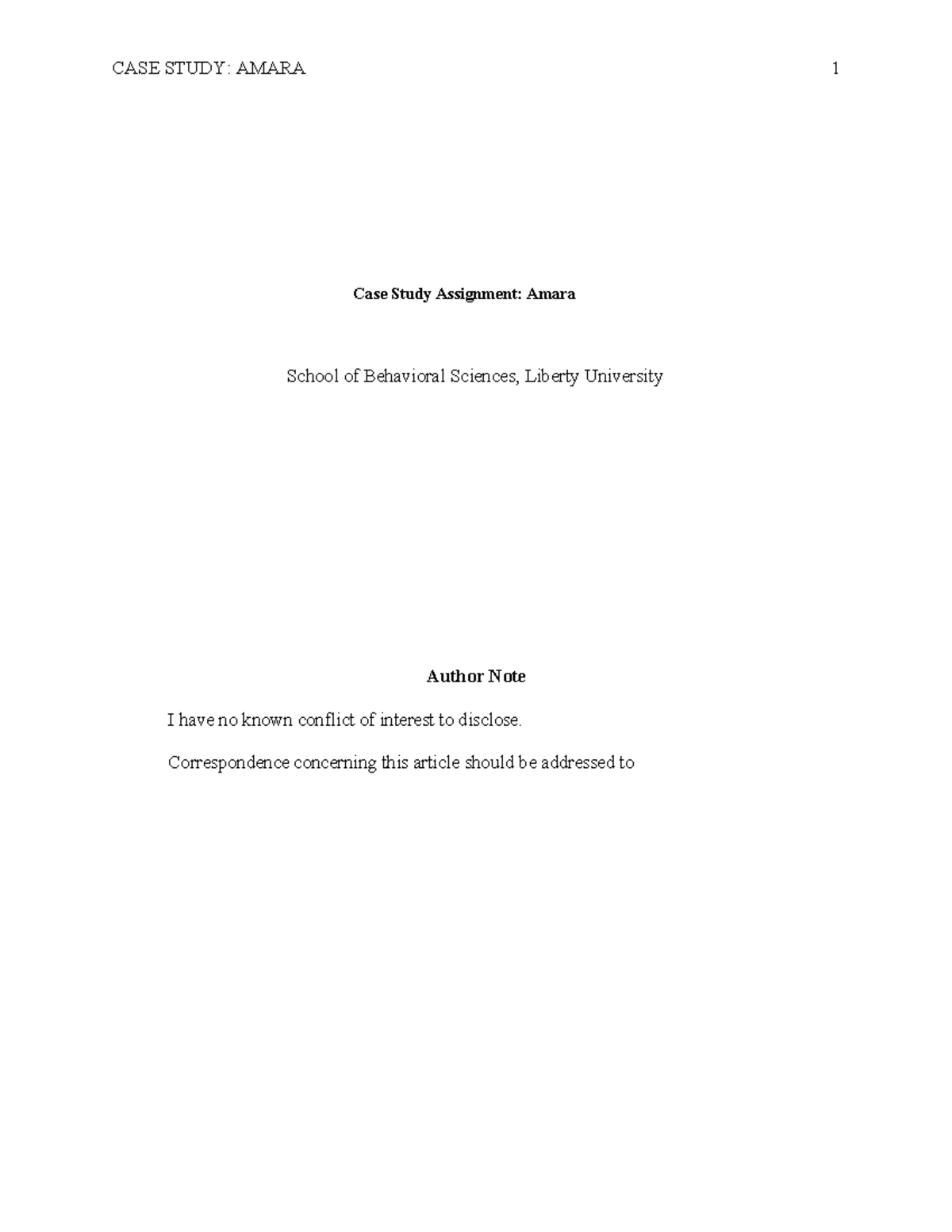 Case Study Assignment Amara - Case Study Assignment: Amara School of ...