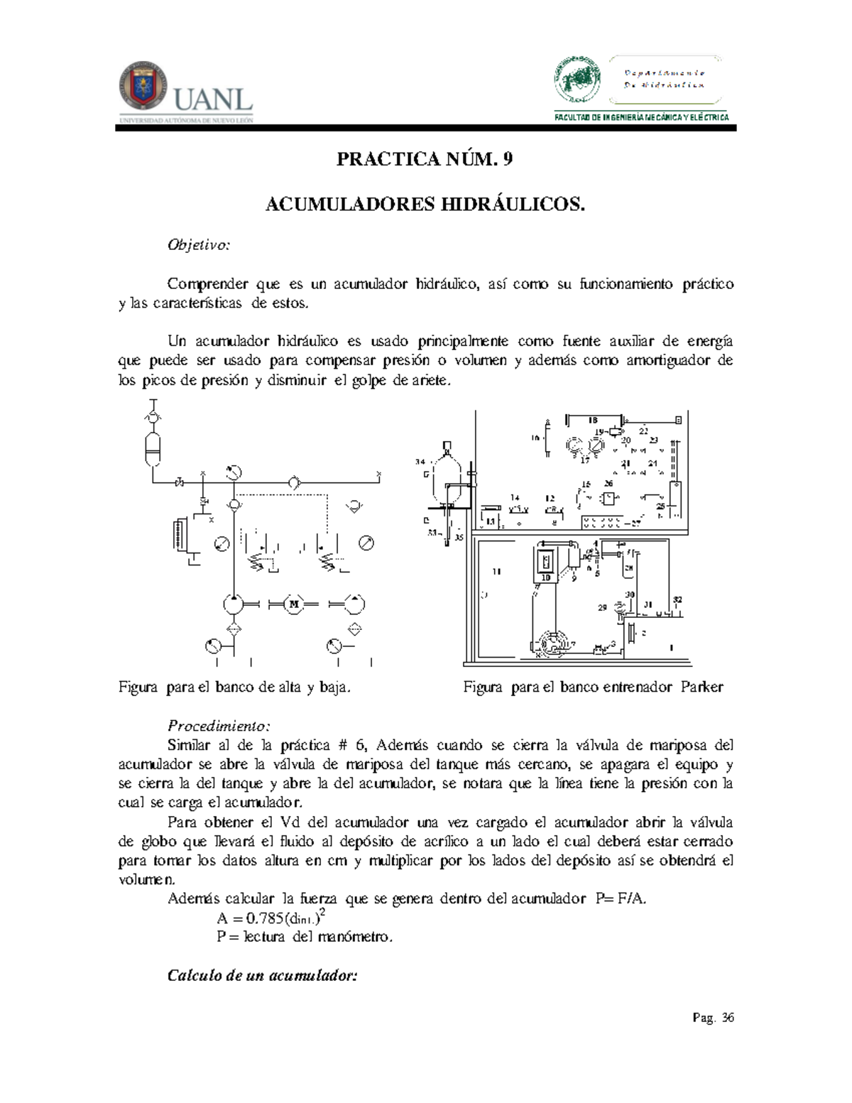 857 Laboratorio DE Potencia Fluida - PRACTICA NÚM. 9 ACUMULADORES HIDRÁULICOS. Objetivo ...