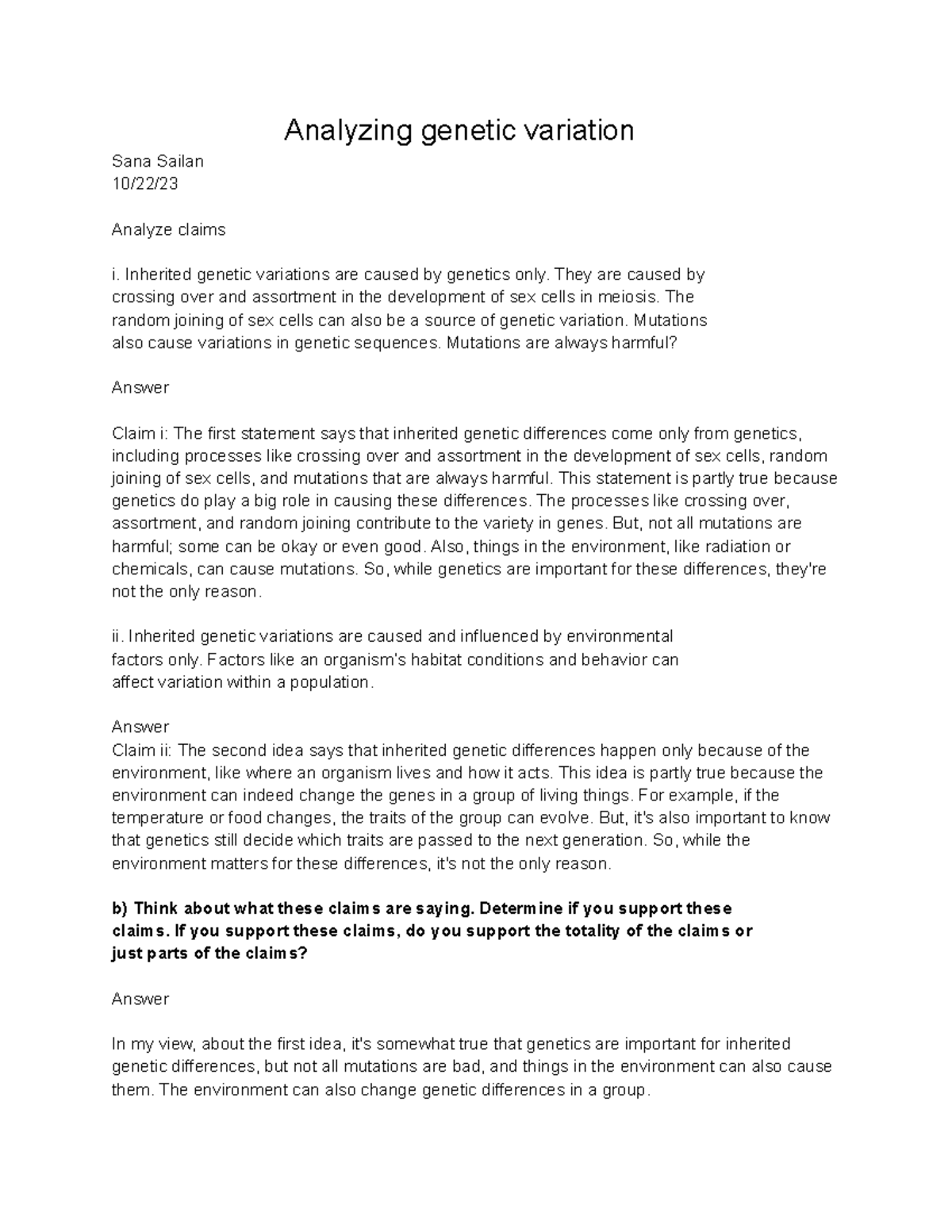 Analyzing genetic variation - Inherited genetic variations are caused ...