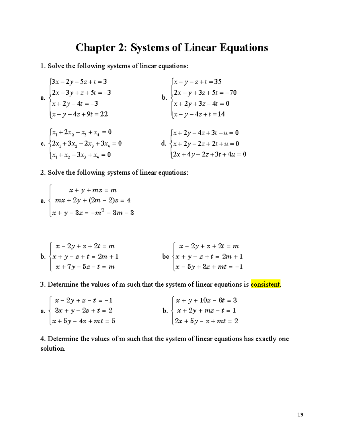 Toán cc - sdsd - 19 Chapter 2: Systems of Linear Equations 1. Solve the ...