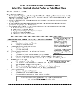 Pathophysiology Exam 1 Lecture notes - B. Etiology of these disruptions ...