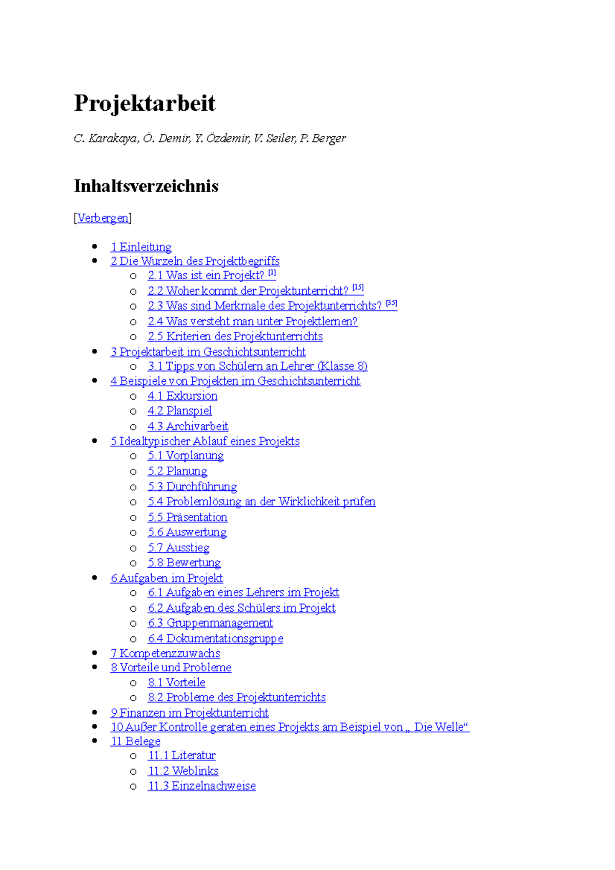 Projektarbeit - Didaktik der Geschichte - Projektarbeit C. Karakaya, Ö. Demir, Y. Özdemir, V ...
