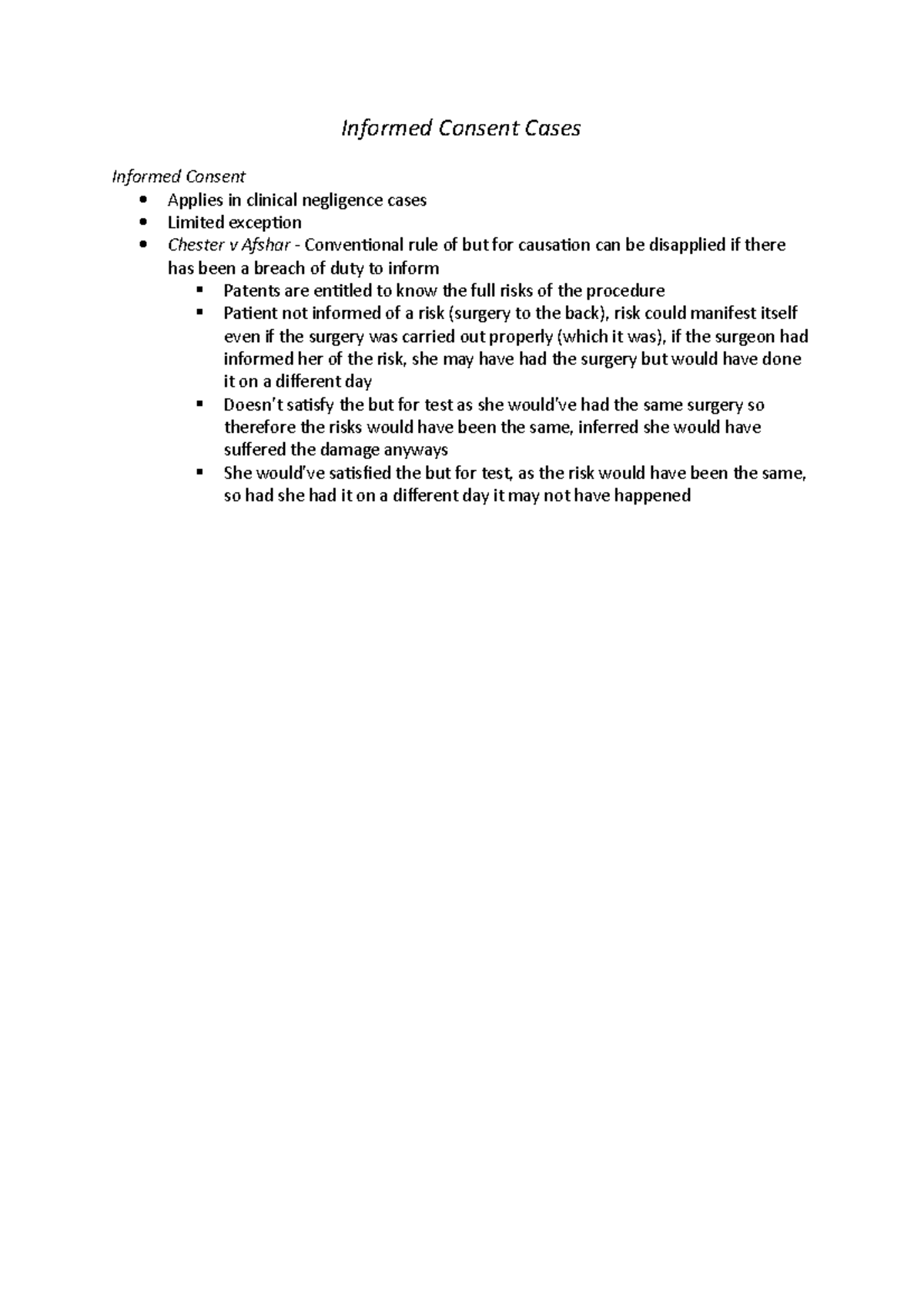Informe Consent Cases - Informed Consent Cases Informed Consent Applies ...