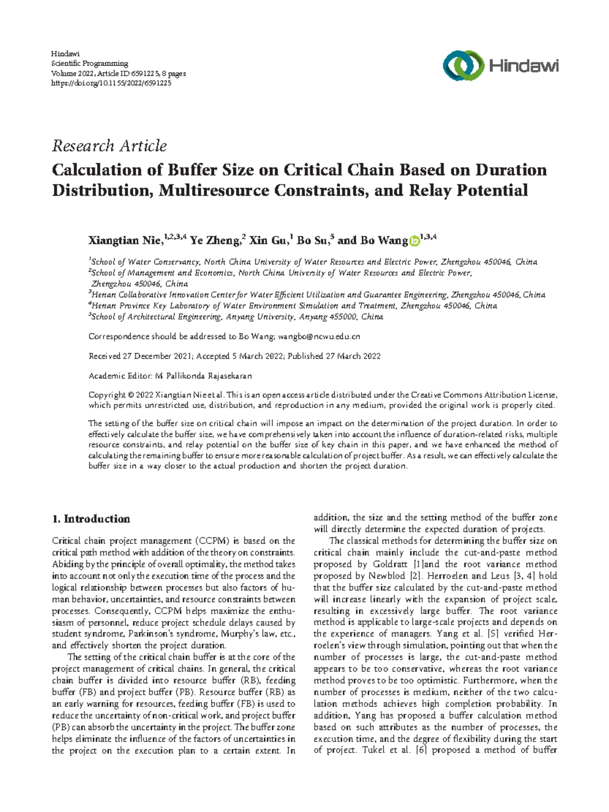 Calculation Of Buffer Size On Critical Chain Based On Duration