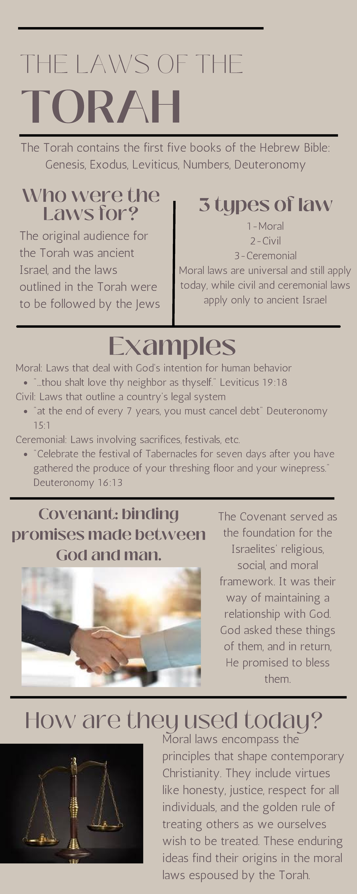 The laws of the torah - ".. shalt love thy neighbor as thyself ...