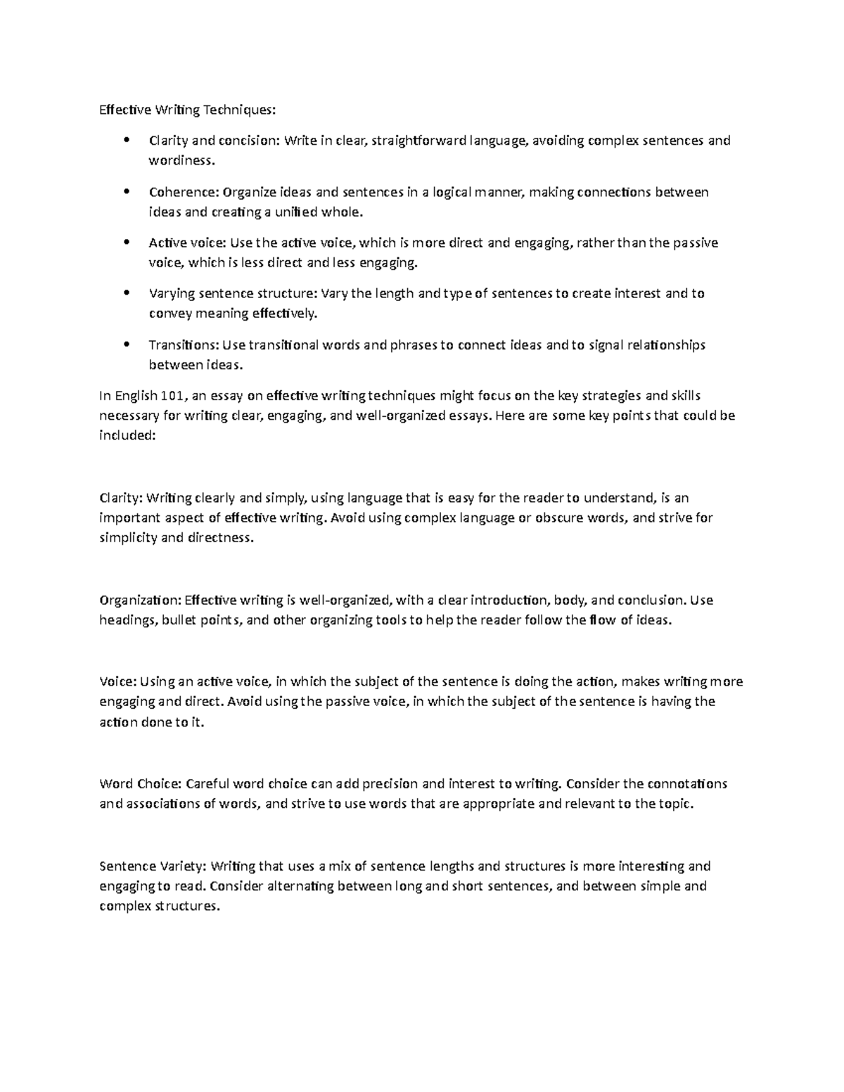 Effective Writing Techniques - Coherence: Organize ideas and sentences ...