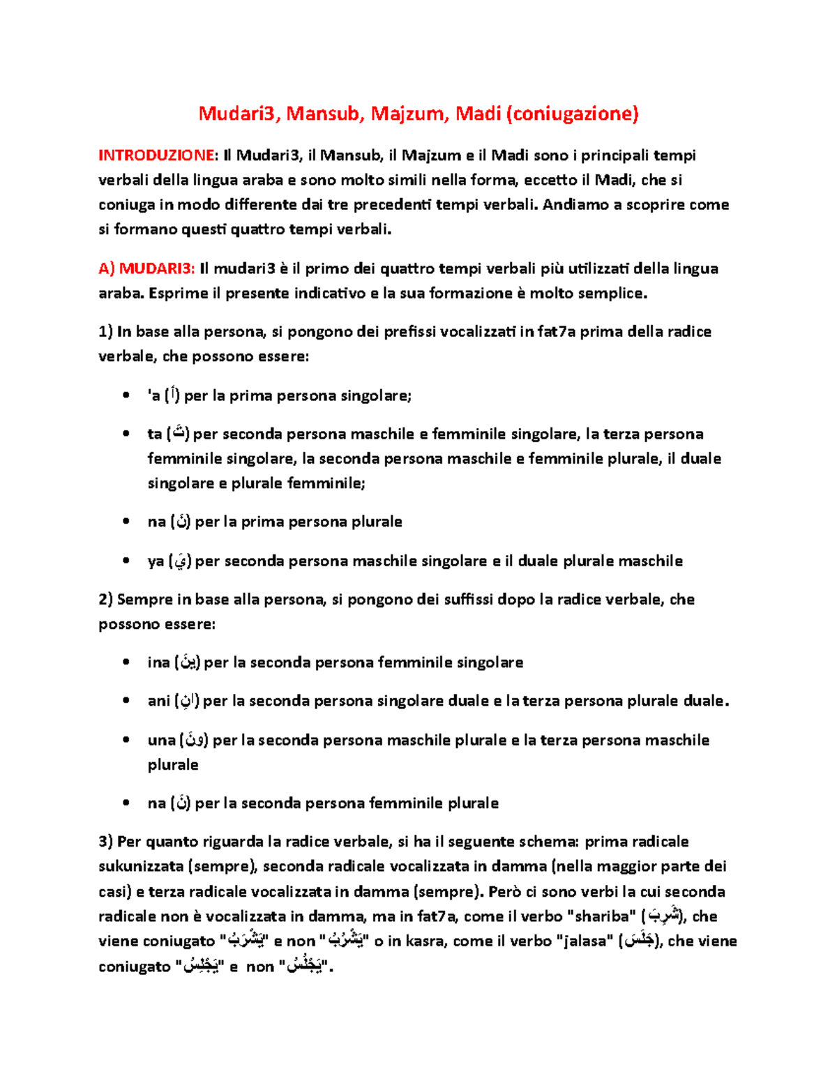1 -Mudari 3 -Mansub -Majzum -Madi- coniugazione-e-negazione - Mudari3 ...