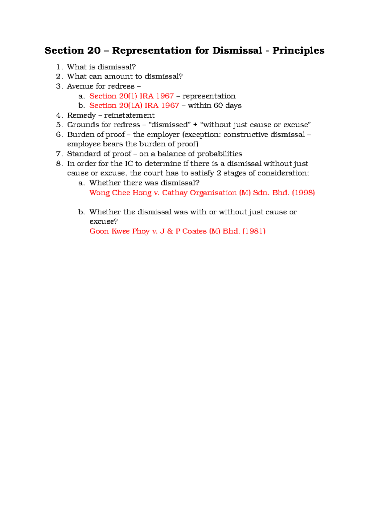 Section 20 - List of Principles - Section 20 – Representation for ...