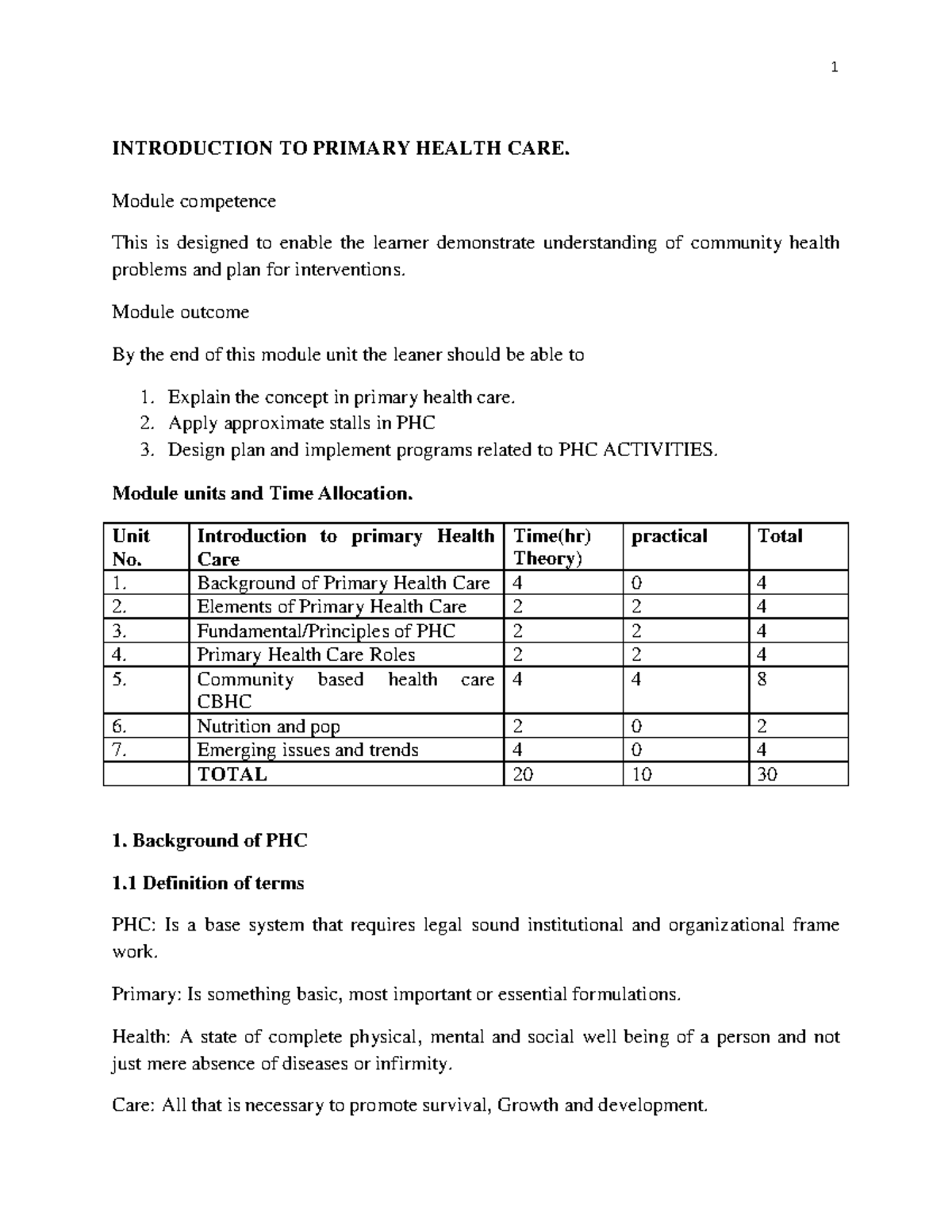 Primary Health Care - This notes will help equip - INTRODUCTION TO ...