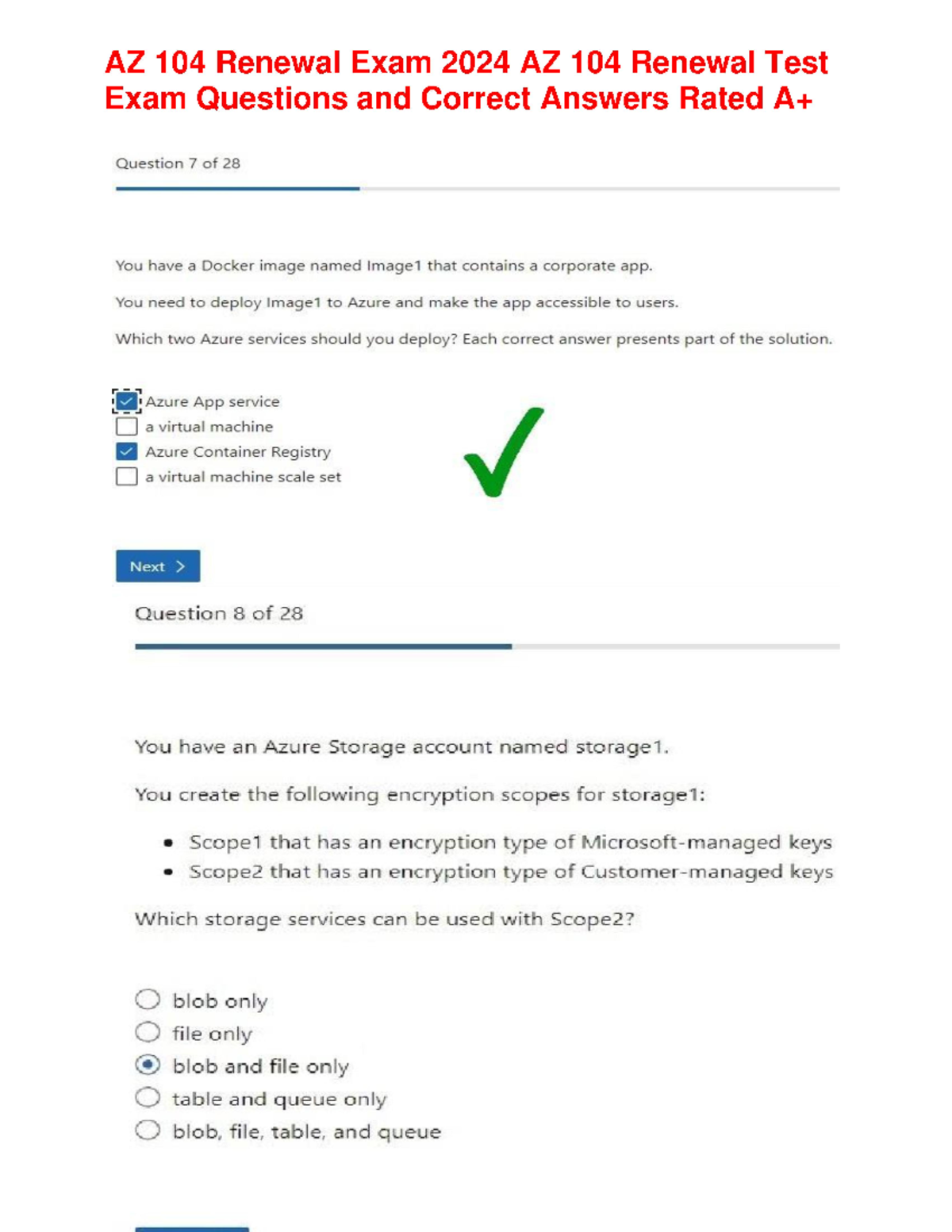 Az 104 renewal exam - AZ 104 Renewal Exam 2024 AZ 104 Renewal Test Exam ...