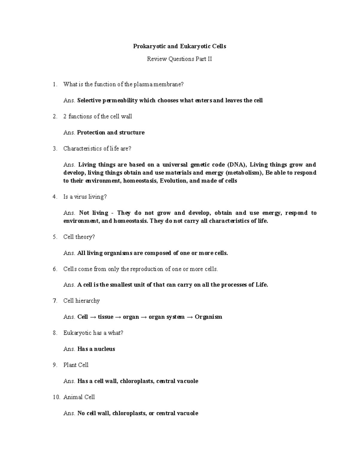 Prokaryotic and Eukaryotic Cells Part 2 - Prokaryotic and Eukaryotic ...