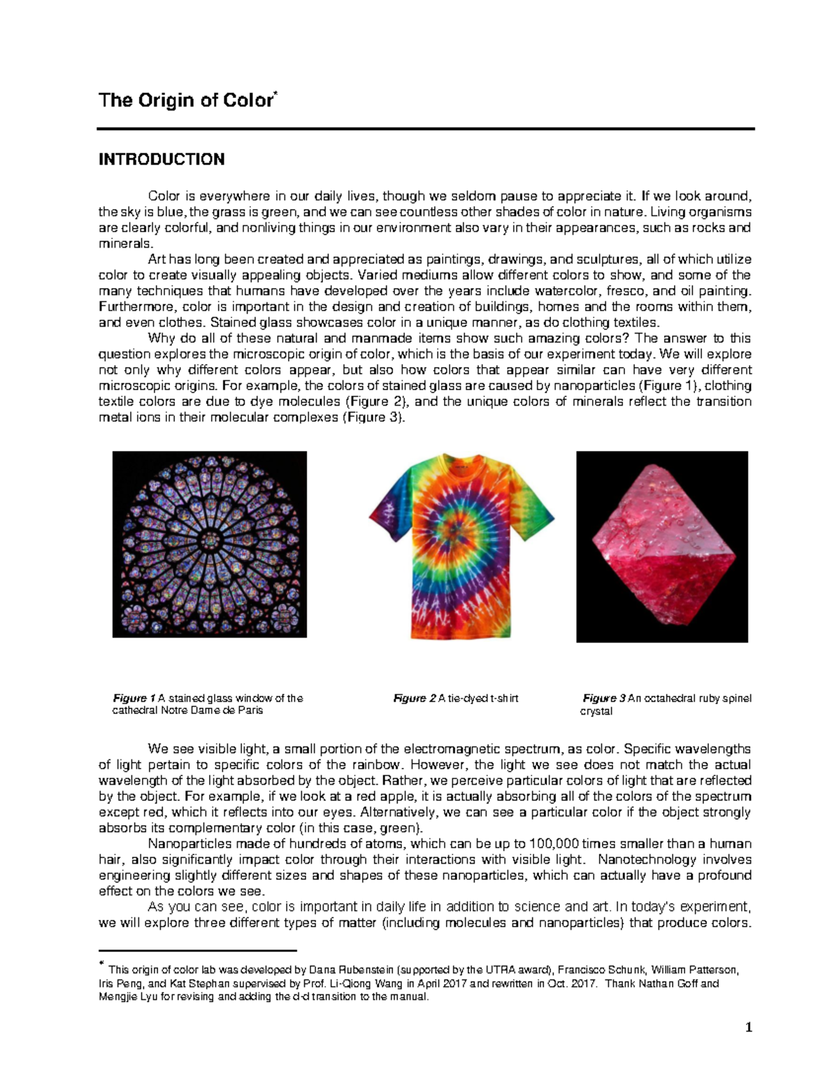 Experiment 7-Nanoparticle Manual - The Origin of Color* INTRODUCTION ...