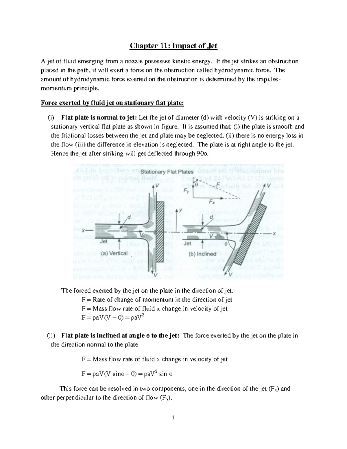 11. Impact of jets - Chapter 11: Impact of Jet A jet of fluid emerging ...