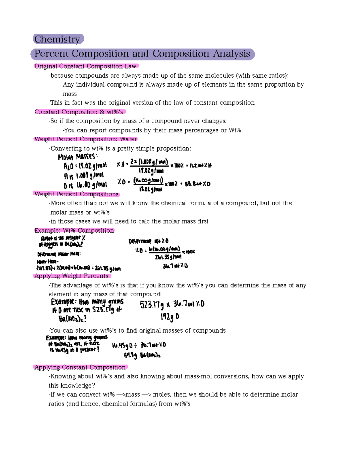 % Comp and Comp Analysis - MolarMasses HID 18 1 H 2 11 18 1001 11 His1 ...