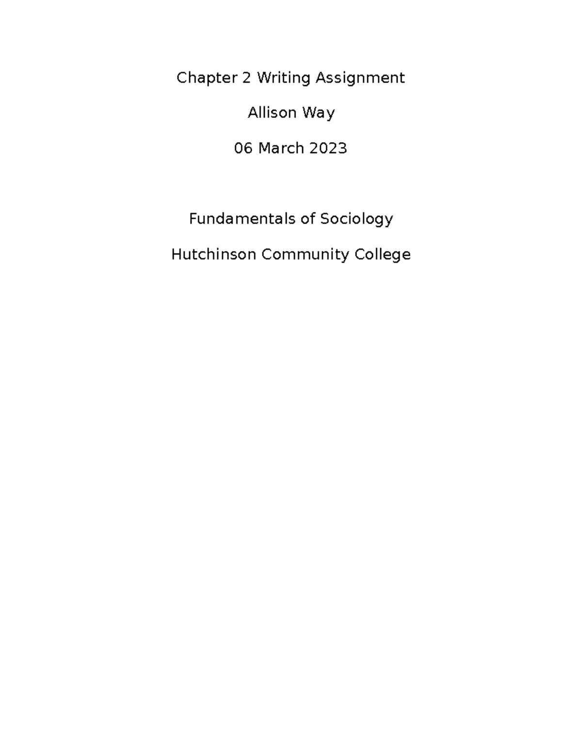 Chapter 2 - Completed Assignment - Chapter 2 Writing Assignment Allison ...