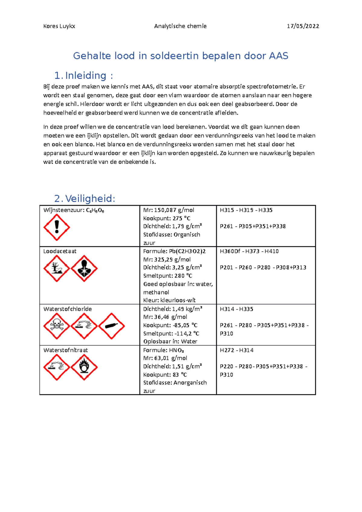 Gehalte lood in soldeertin bepalen door AAS - Inleiding : Bij deze ...