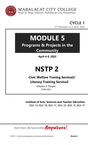 NSTP 2- Module-3 civil service training program - 1 CYCLE 1 2nd ...