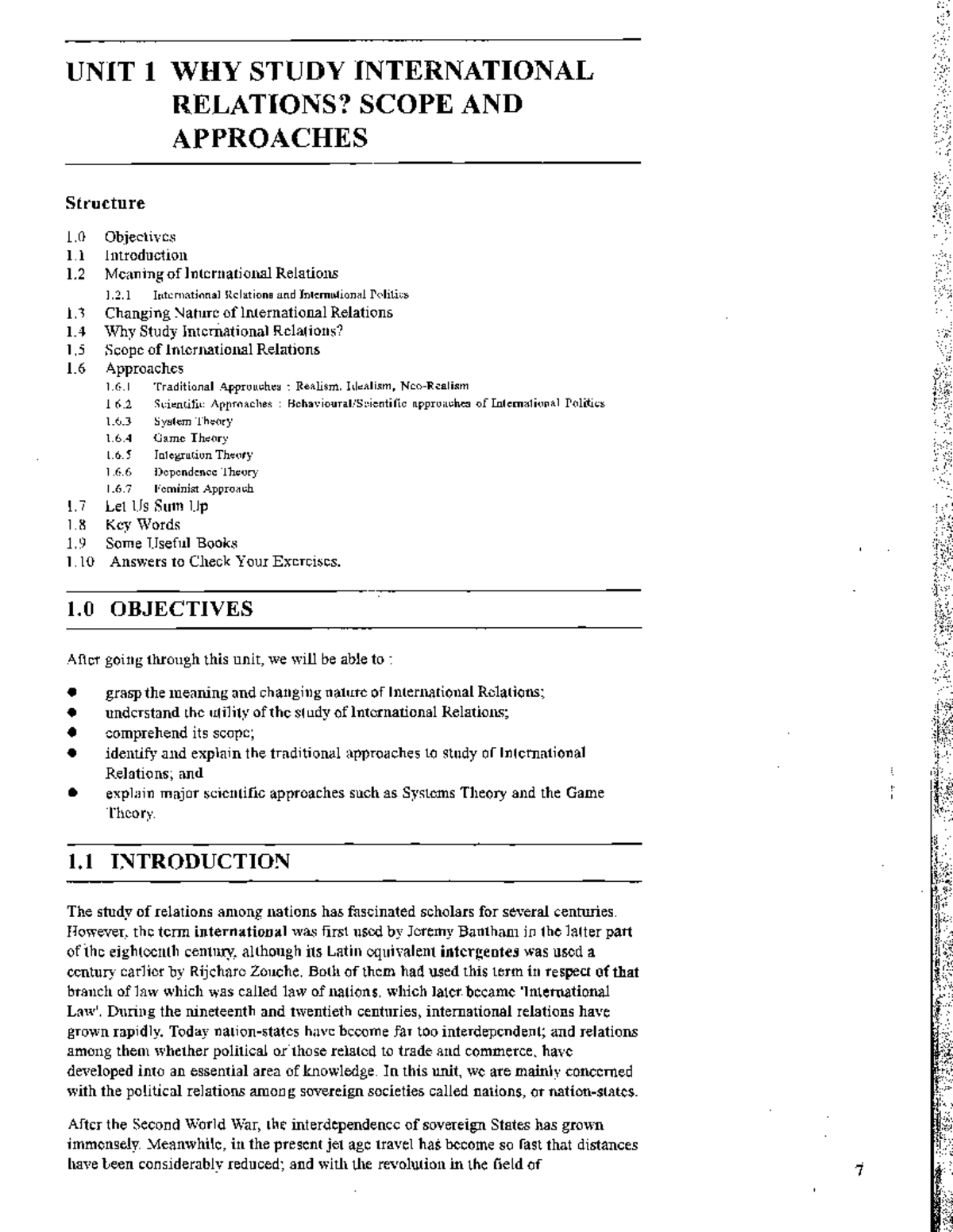 International relations approach and scope - UNIT1 WHY STUDY INTERNATIONAL RELATIONS? SCOPE AND ...