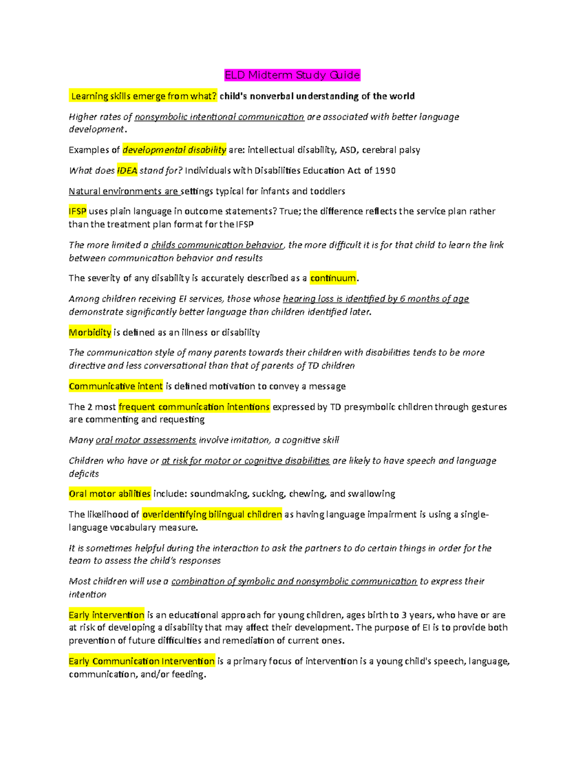 Eld midterm - ELD Midterm Study Guide Learning skills emerge from what ...