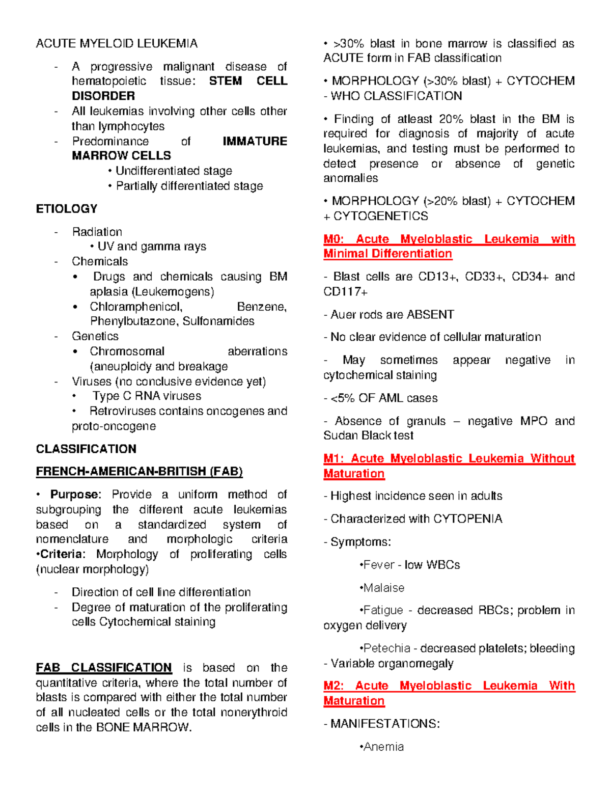 HEMATOLOGY 2 - ACUTE MYELOID LEUKEMIA - ACUTE MYELOID LEUKEMIA A ...