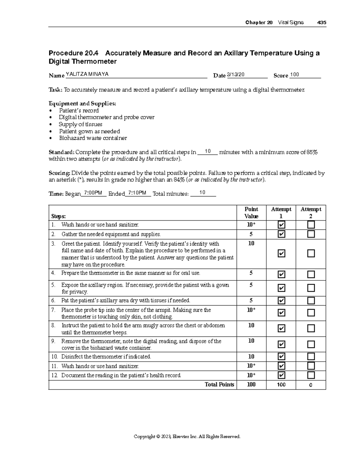 Axillary Temperaure - Chapter 20 Vital Signs 435 Copyright © 2023 ...