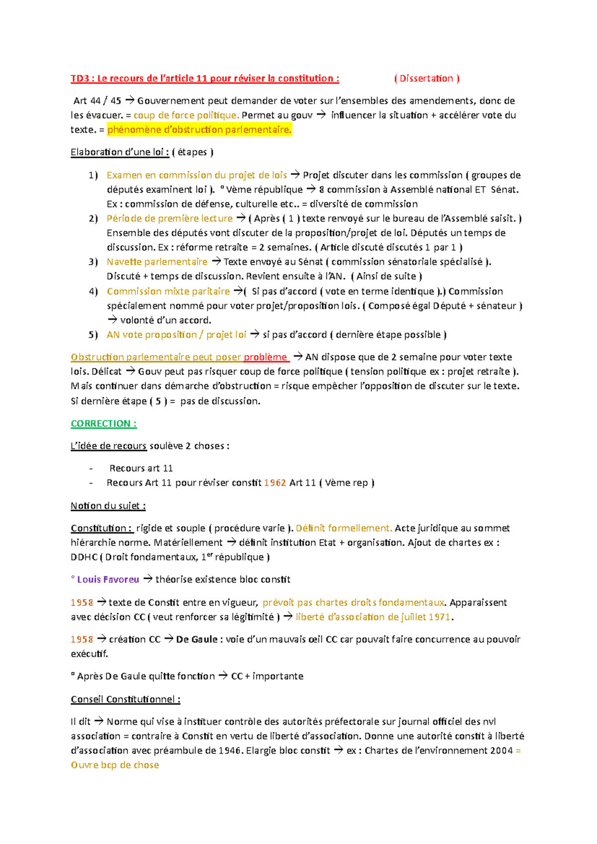 Rev Constit TD 3 - TD3 : Le recours de l’article 11 pour réviser la ...