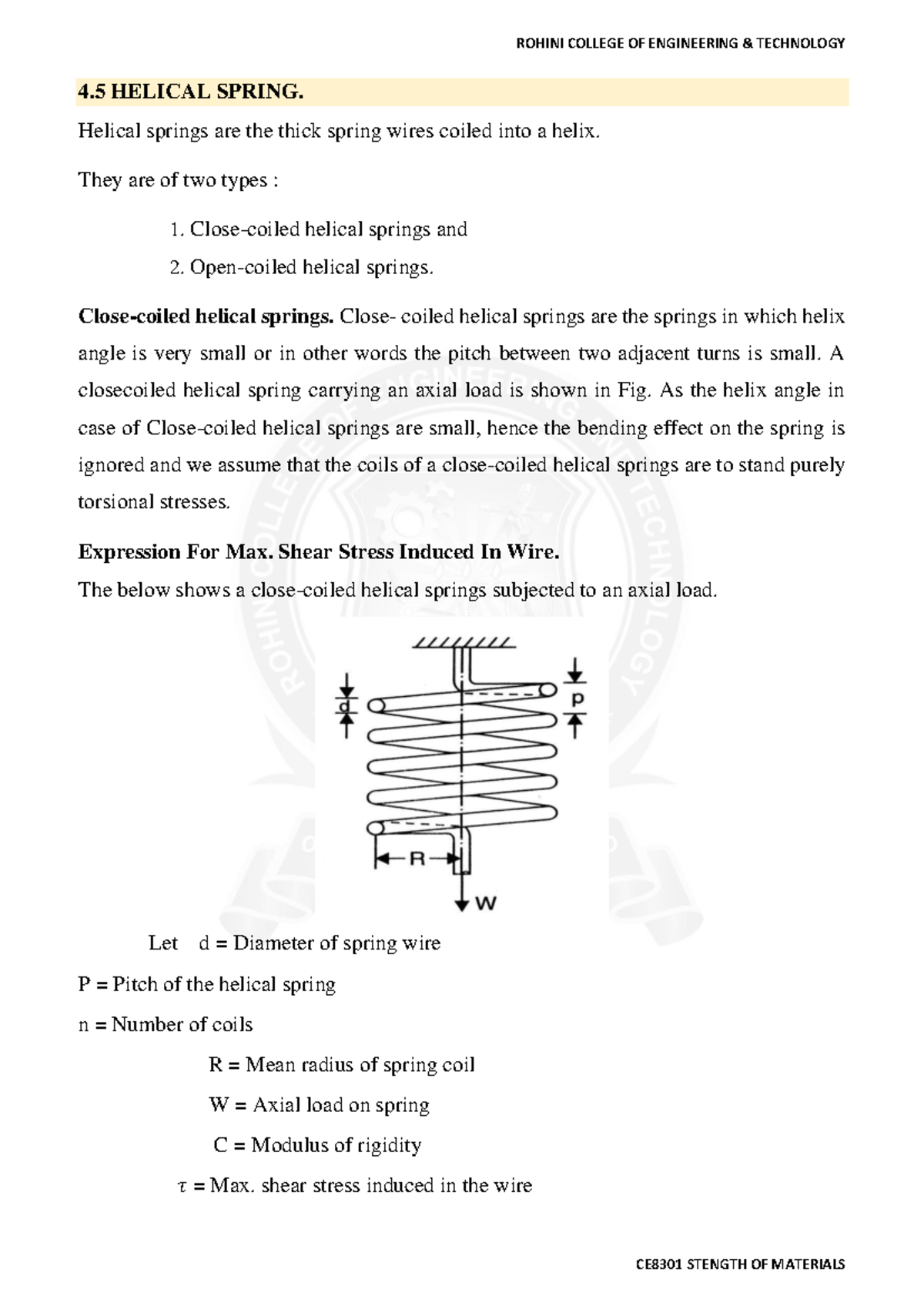 Helical Spring Sample Problems - 4 HELICAL SPRING. Helical springs are the thick spring wires ...