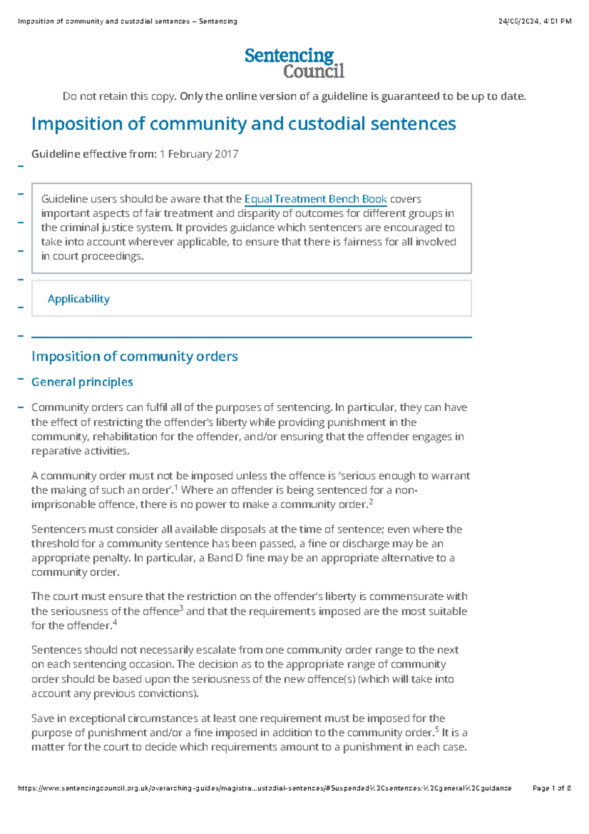 Imposition of community and custodial sentences – Sentencing - - Studocu