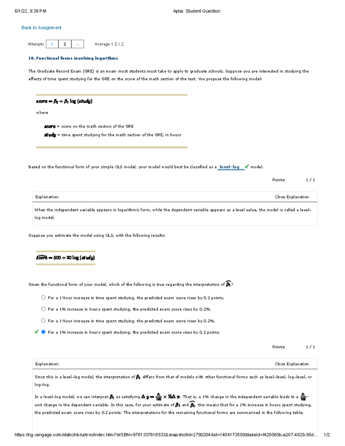 Mindtap assignment - chapter 1 to 7 - 6/1/22, 9:39 PM Aplia: Student Question - Studocu