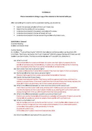 Property tutorial 1 - PROPERTY LAW TUTORIAL 1 Please remember to bring ...