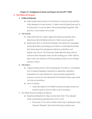 HIST 212 Chapter 23 Notes - Chapter 23: The United States and the ...