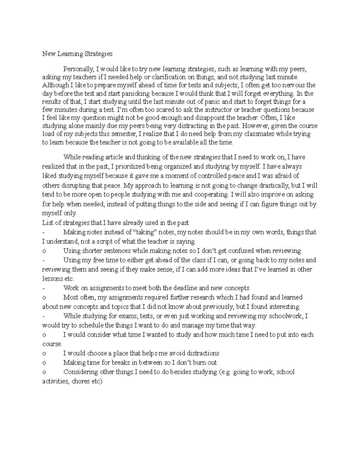 Reflection - Tutorial work prior to class - New Learning Strategies ...