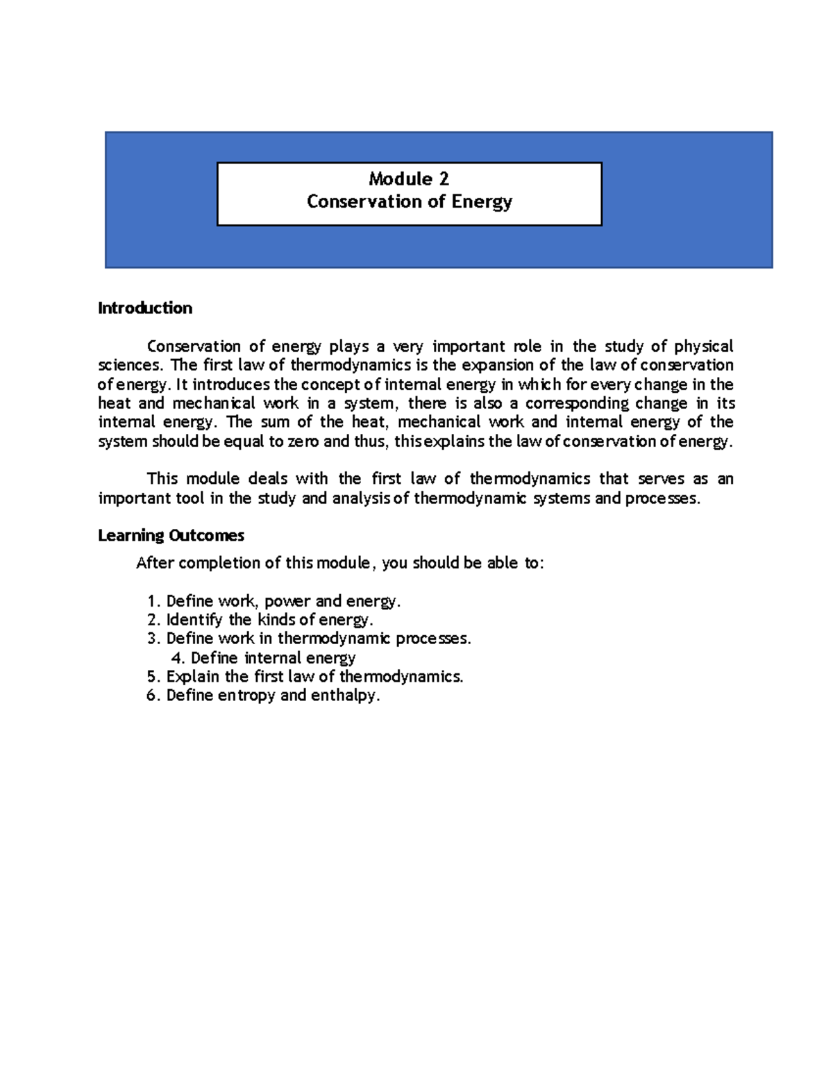 Module 2 Lesson 1 AND 2 - Lecture notes 1 2 - Introduction Conservation ...