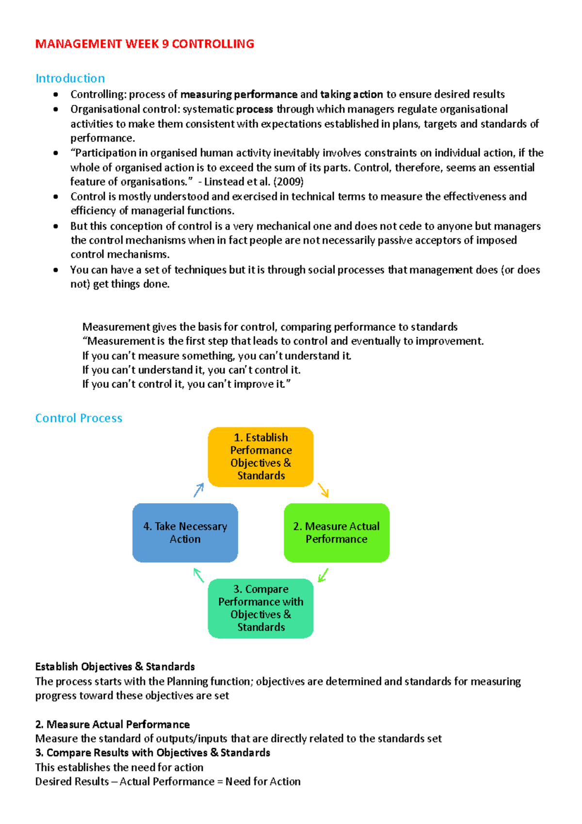 Management WEEK 9 Controlling - MANAGEMENT WEEK 9 CONTROLLING ...