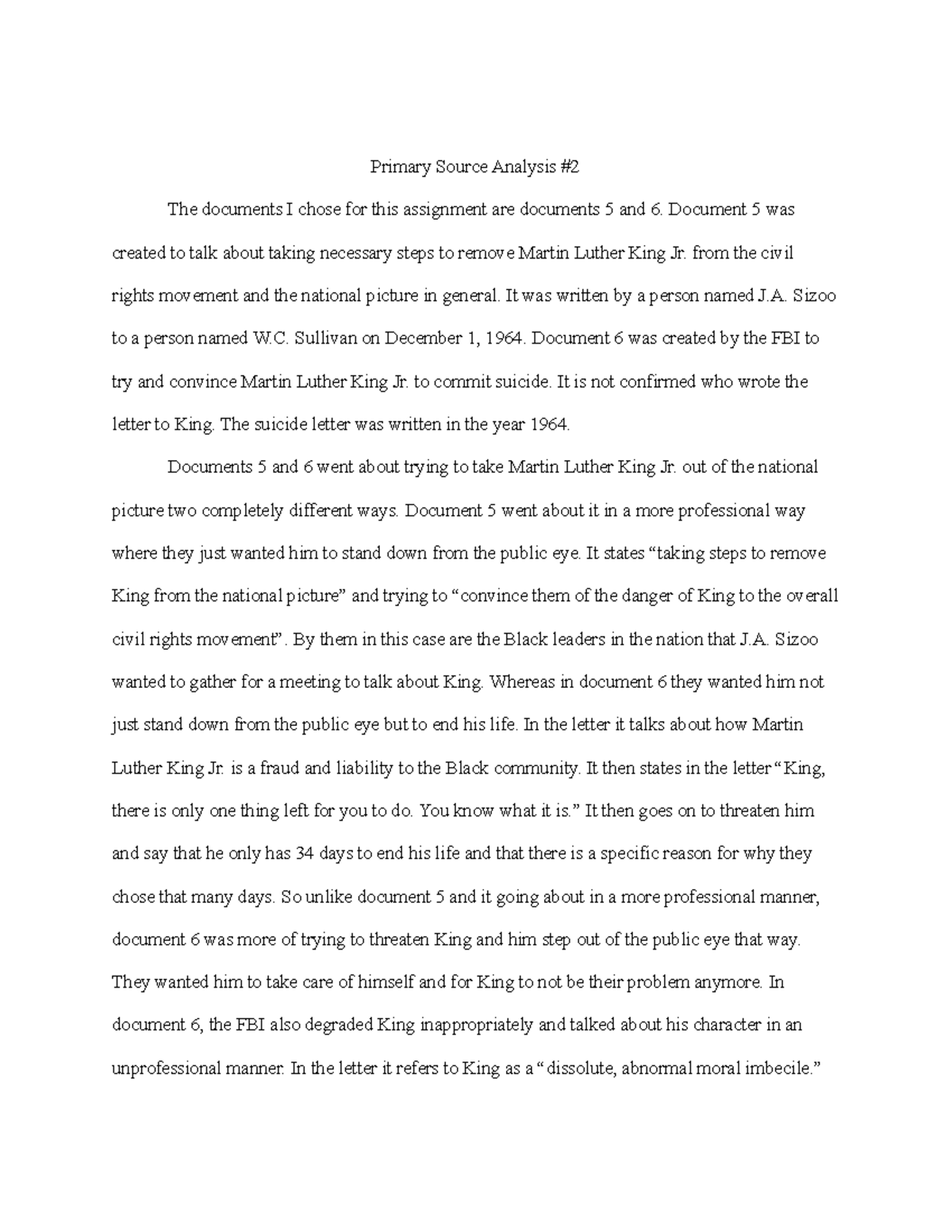 Primary Source Analysis #2-2 - Primary Source Analysis # The documents ...