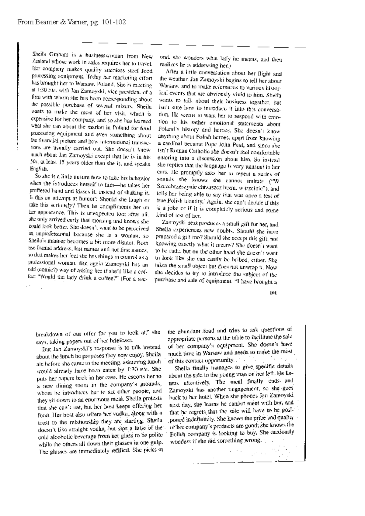 Sheila Graham B&V101-2 Answers - From Beamer & Varner, pg. 101- Read ...