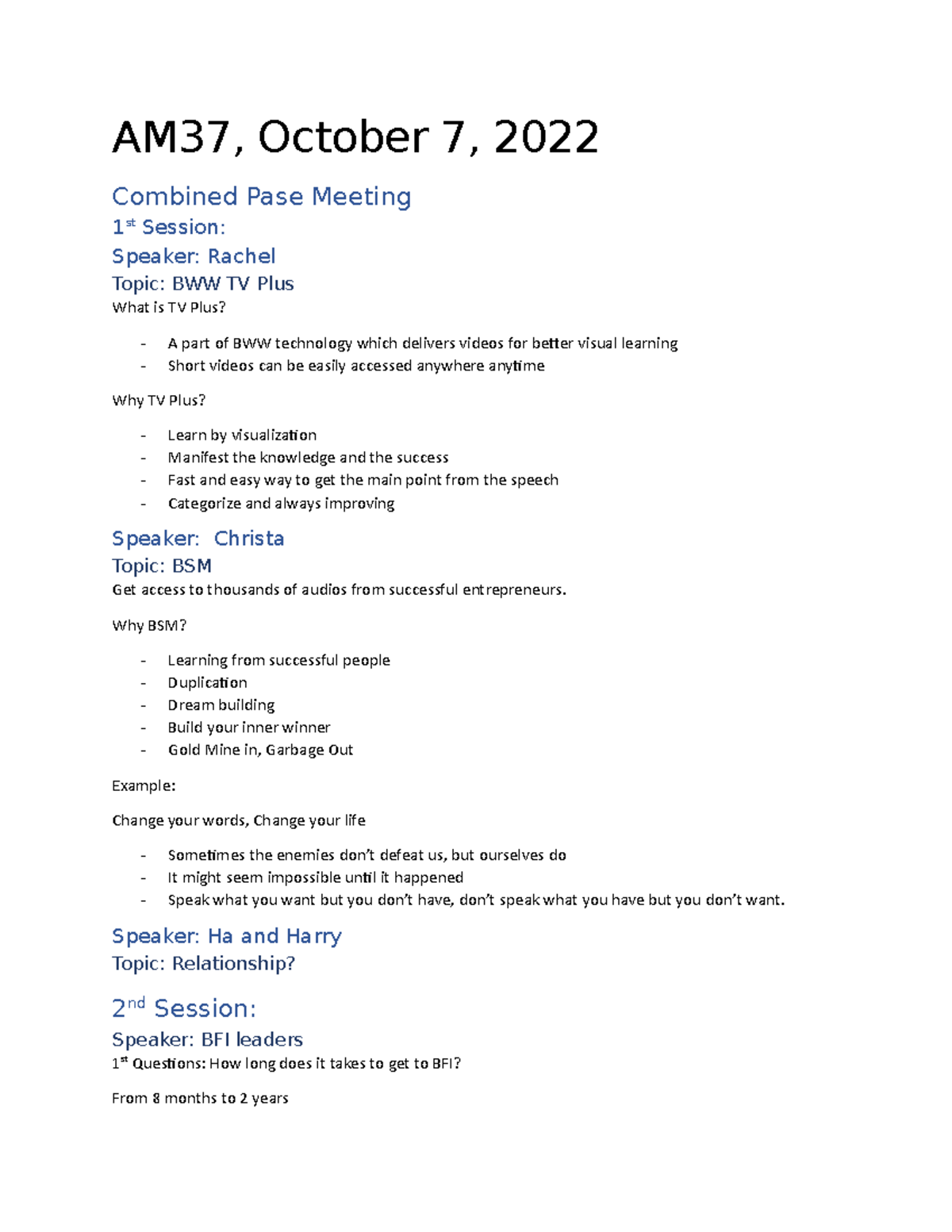 AM37 - This is my notes from WPC101 - AM37, October 7, 2022 Combined ...