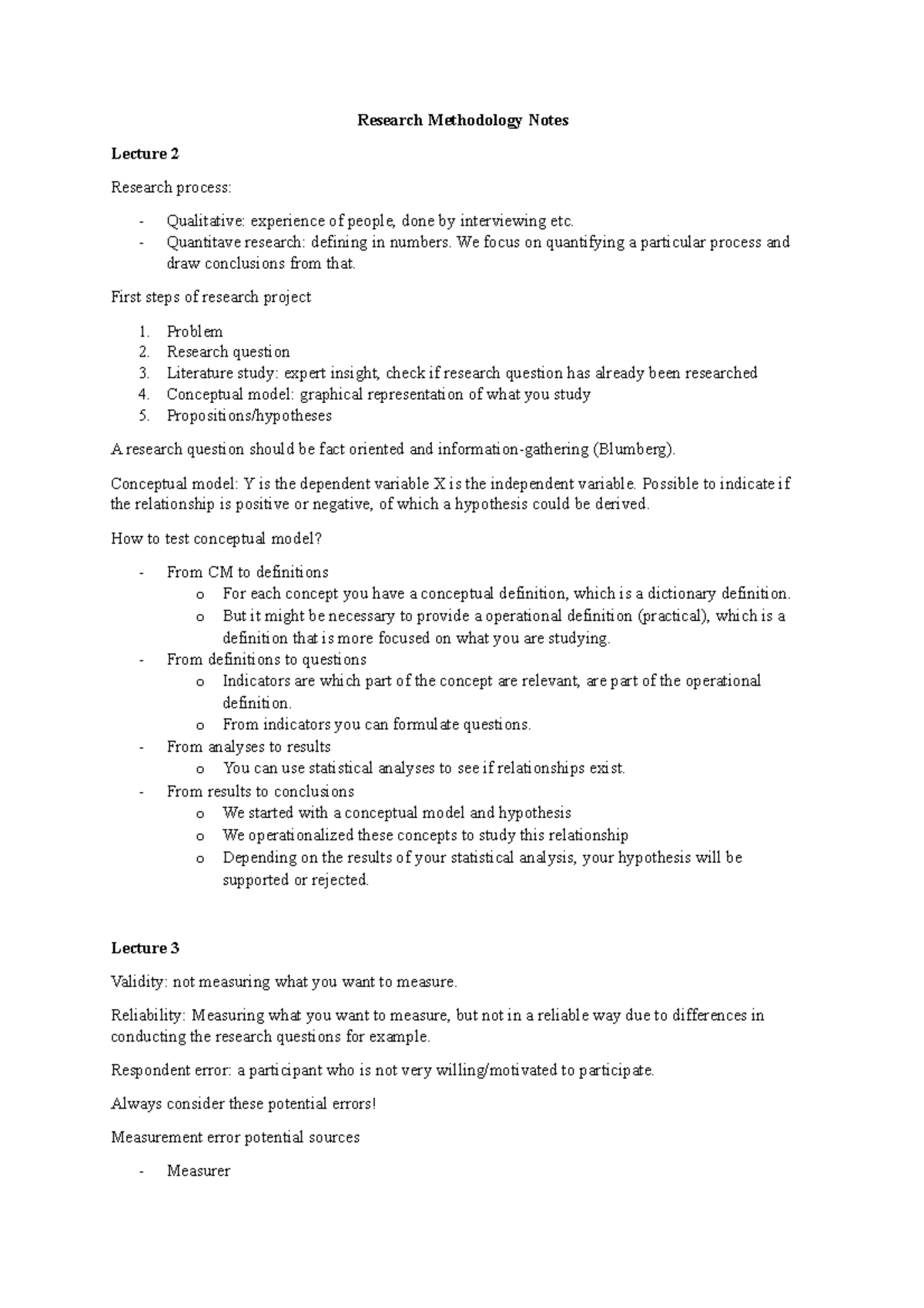 Research Methodology Notes - Research Methodology Notes Lecture 2 ...