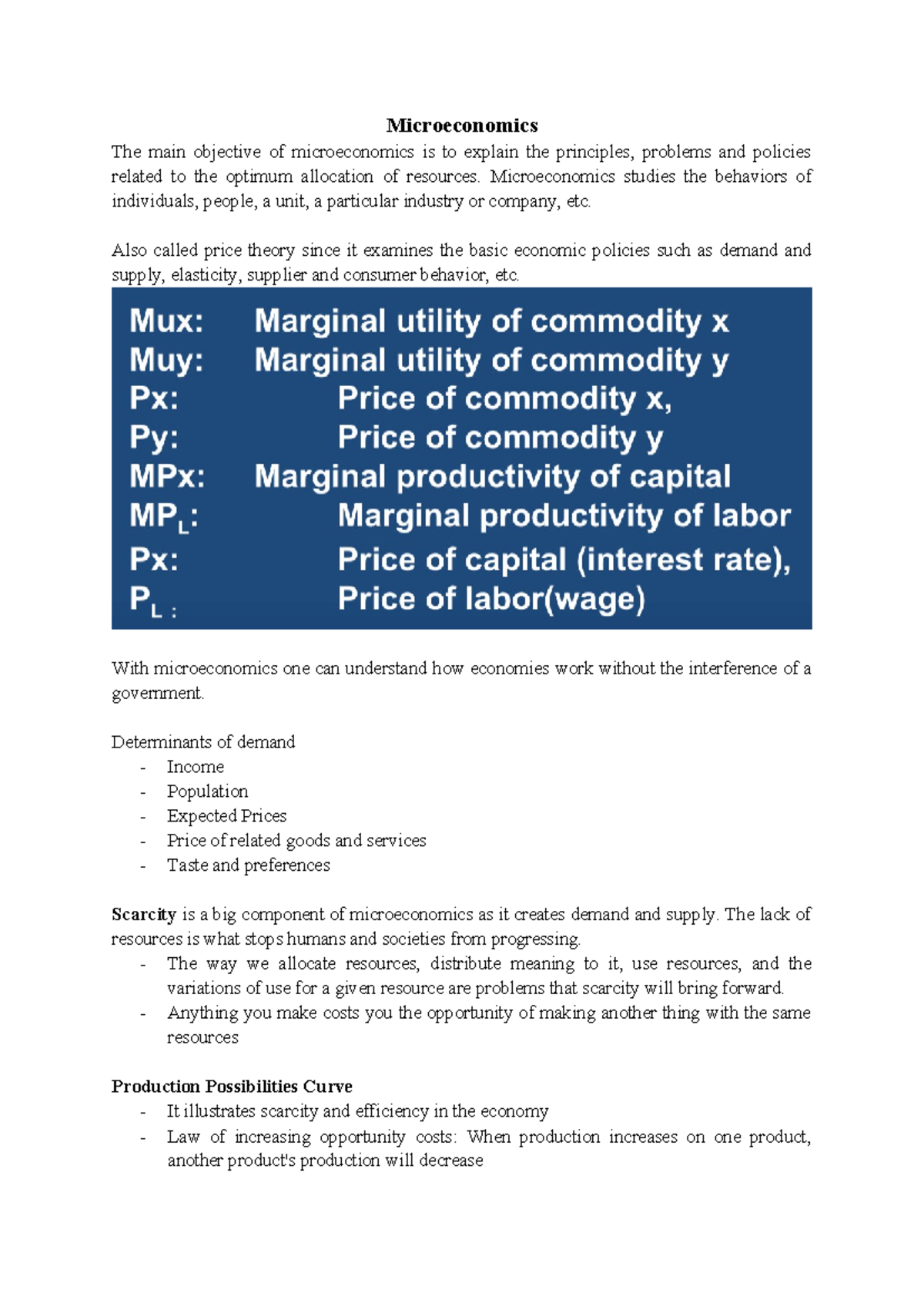 Microeconomics Notes - Apuntes microeconomia - Microeconomics The main ...