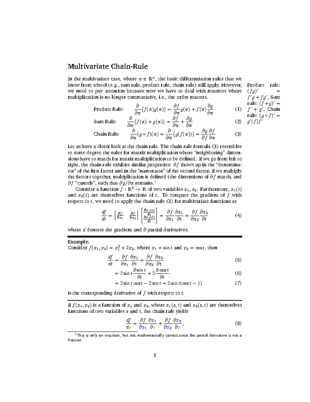 Multivariate Chain Rule - Multivariate Chain-Rule In the multivariate ...