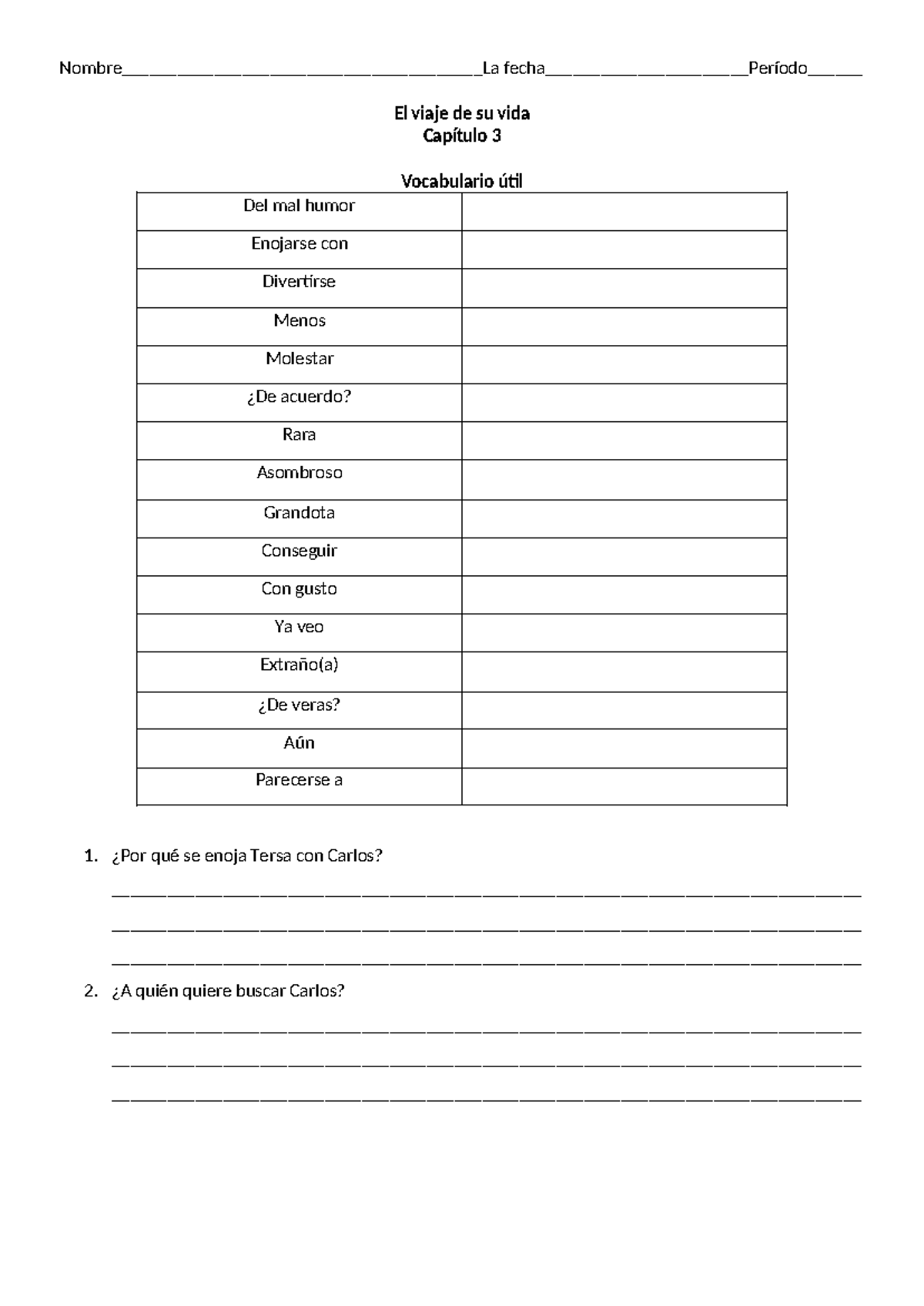 Level 1b vdv capitulo 3 - Novel in Spanish "el viaje de su vida ...
