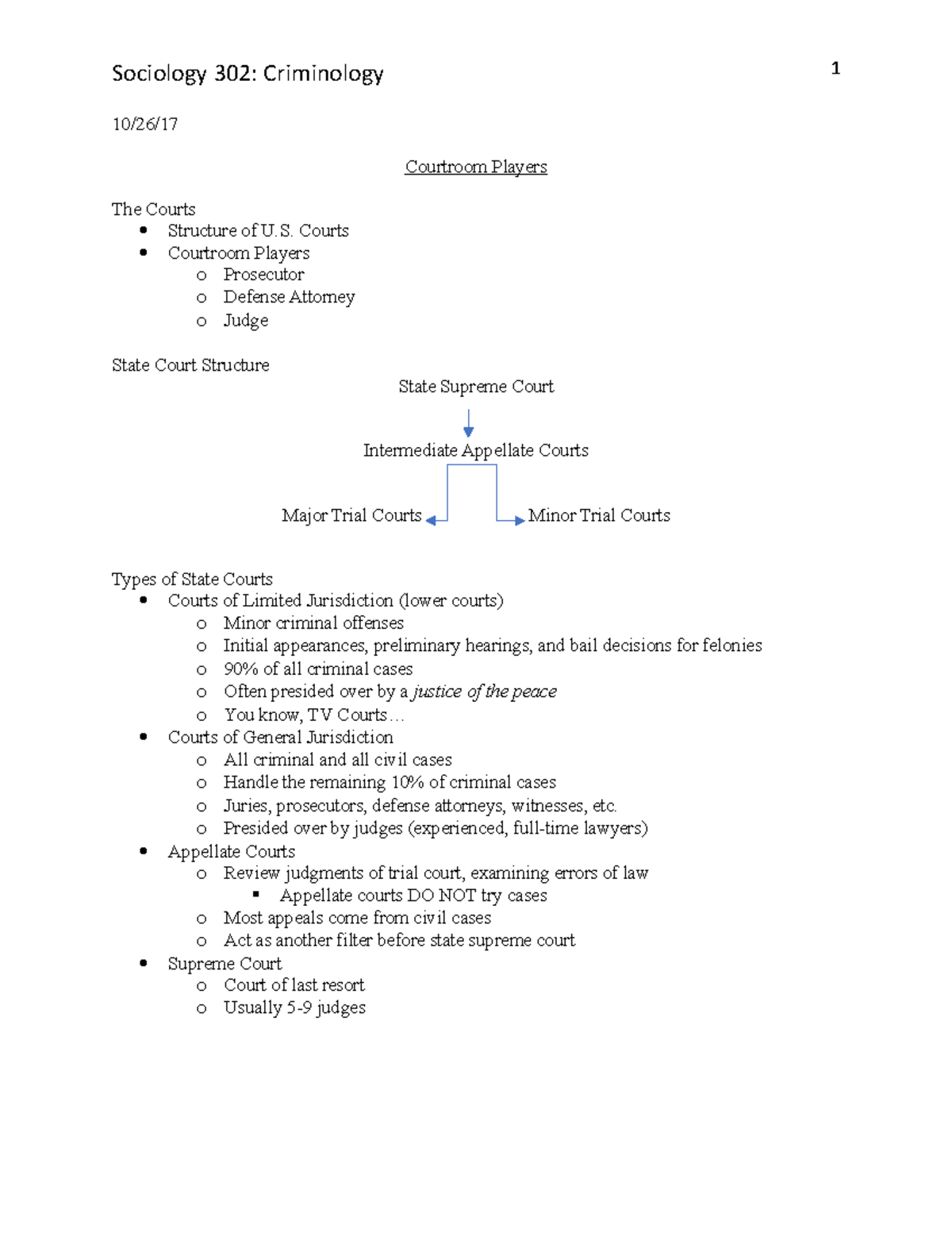 Sociology 302 Notes Part II - Sociology 302: Criminology 1 10/26/17 ...